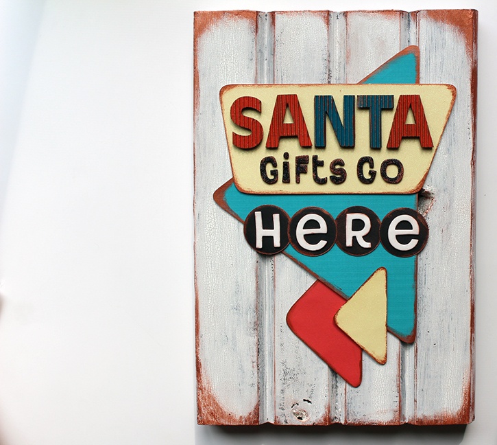 "Santa Gifts Go Here" Vintage Inspired Christmas Sign