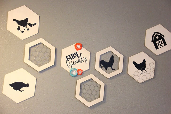 Craft Cuts: Hexagon Farmhouse Chicken Decor